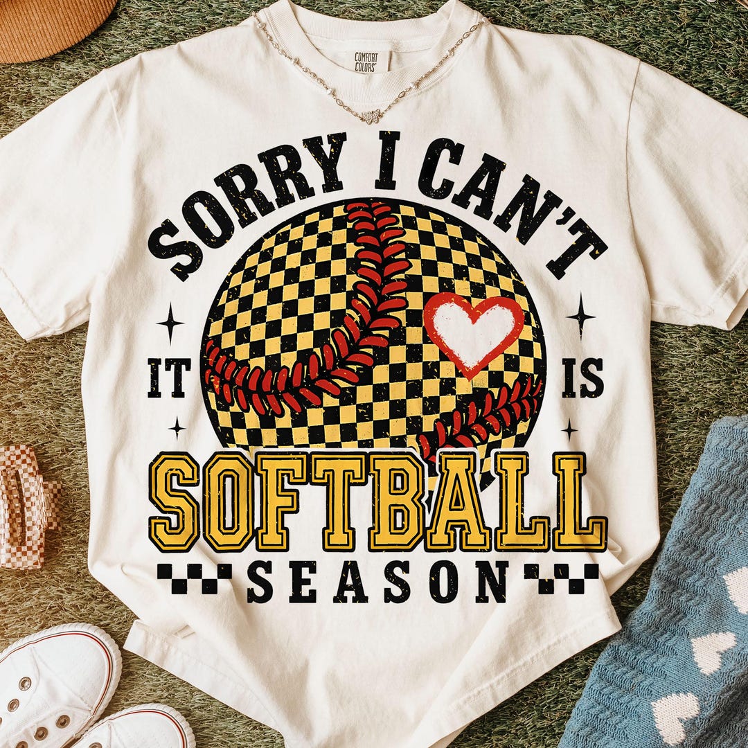 Sorry I Can't It's Softball Season PNG, Retro Checkered Softball Png ...