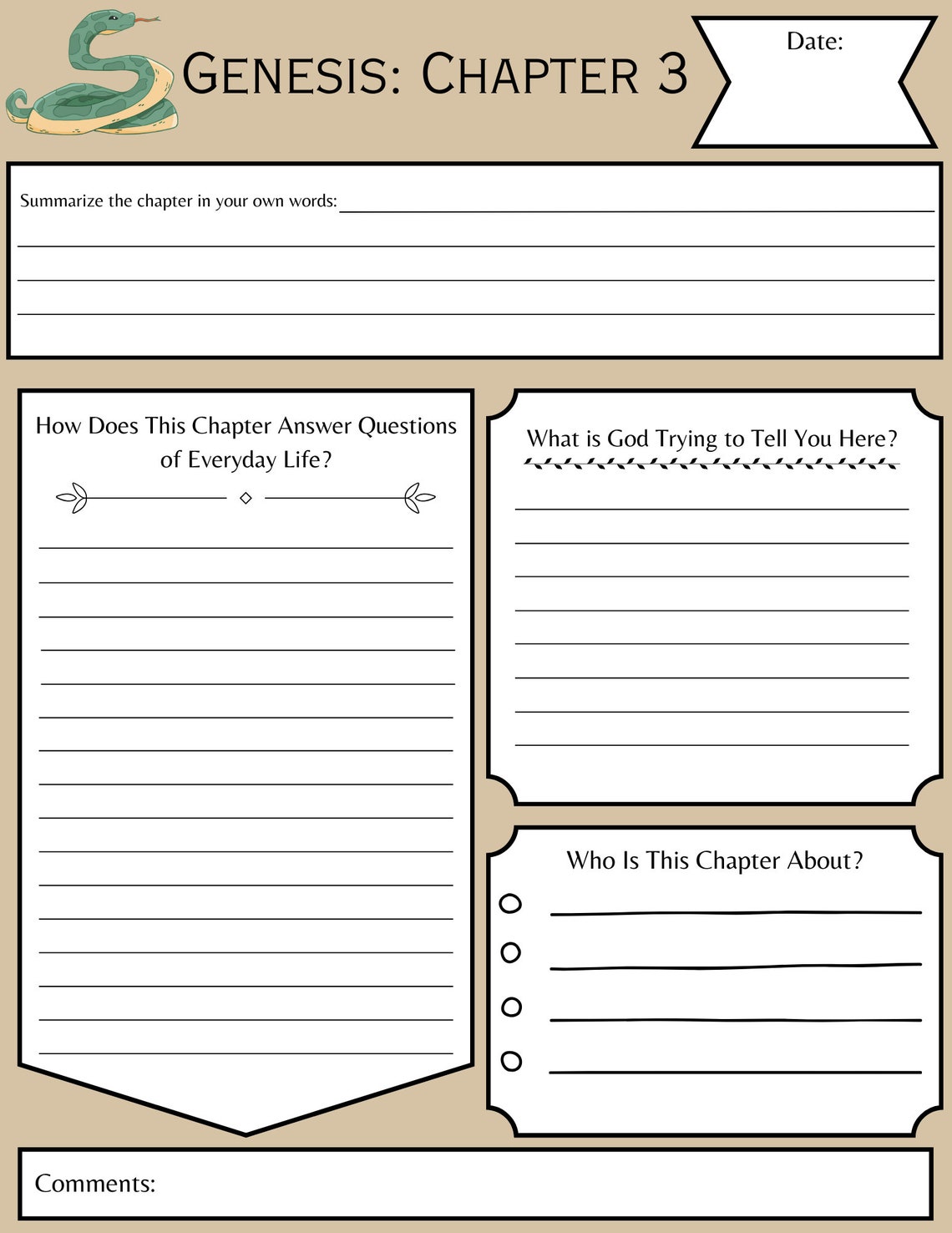 Genesis Bible Reflection Sheets - Etsy