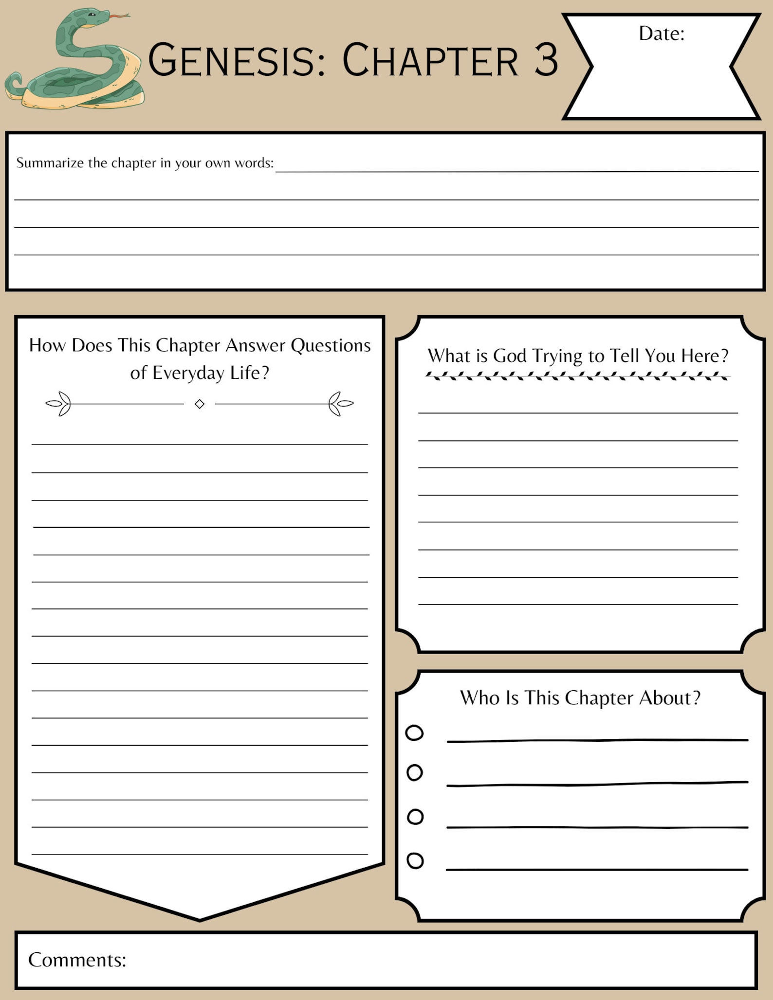 Genesis Bible Reflection Sheets - Etsy