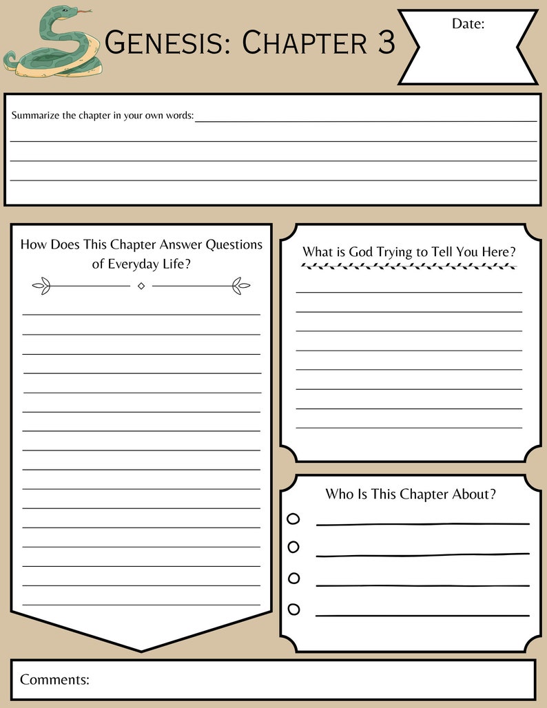 Genesis Bible Reflection Sheets - Etsy