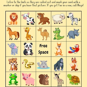 Animal Bingo- 35 Unique Cards - Etsy