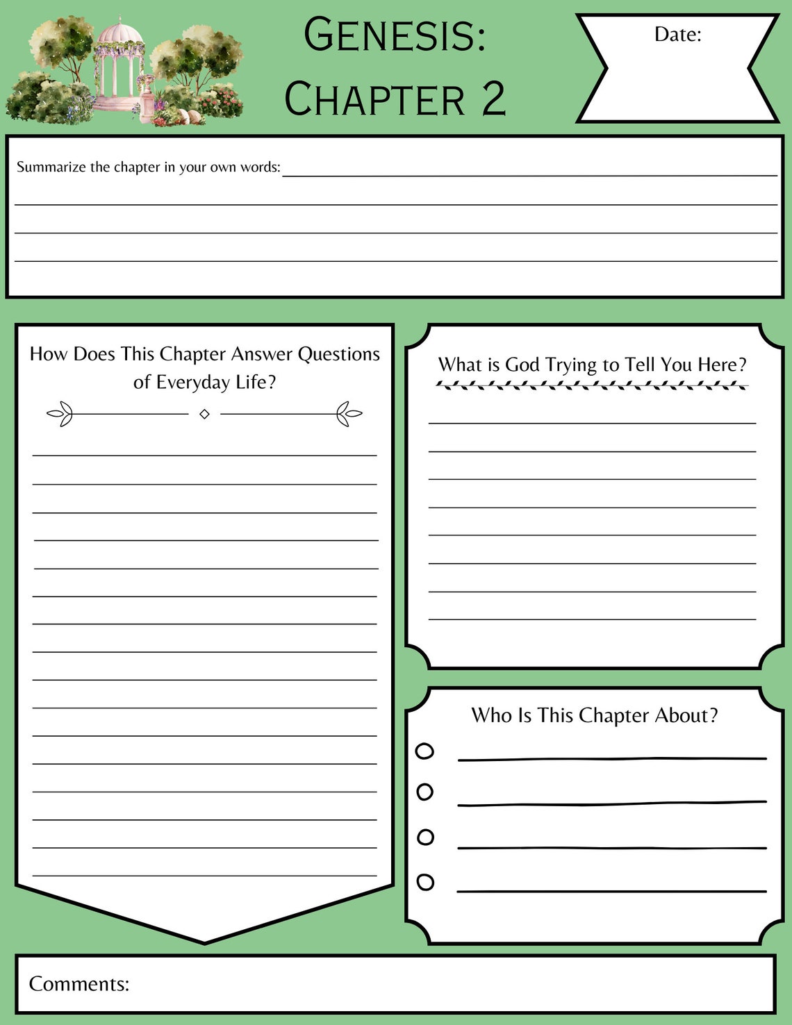 Genesis Bible Reflection Sheets - Etsy