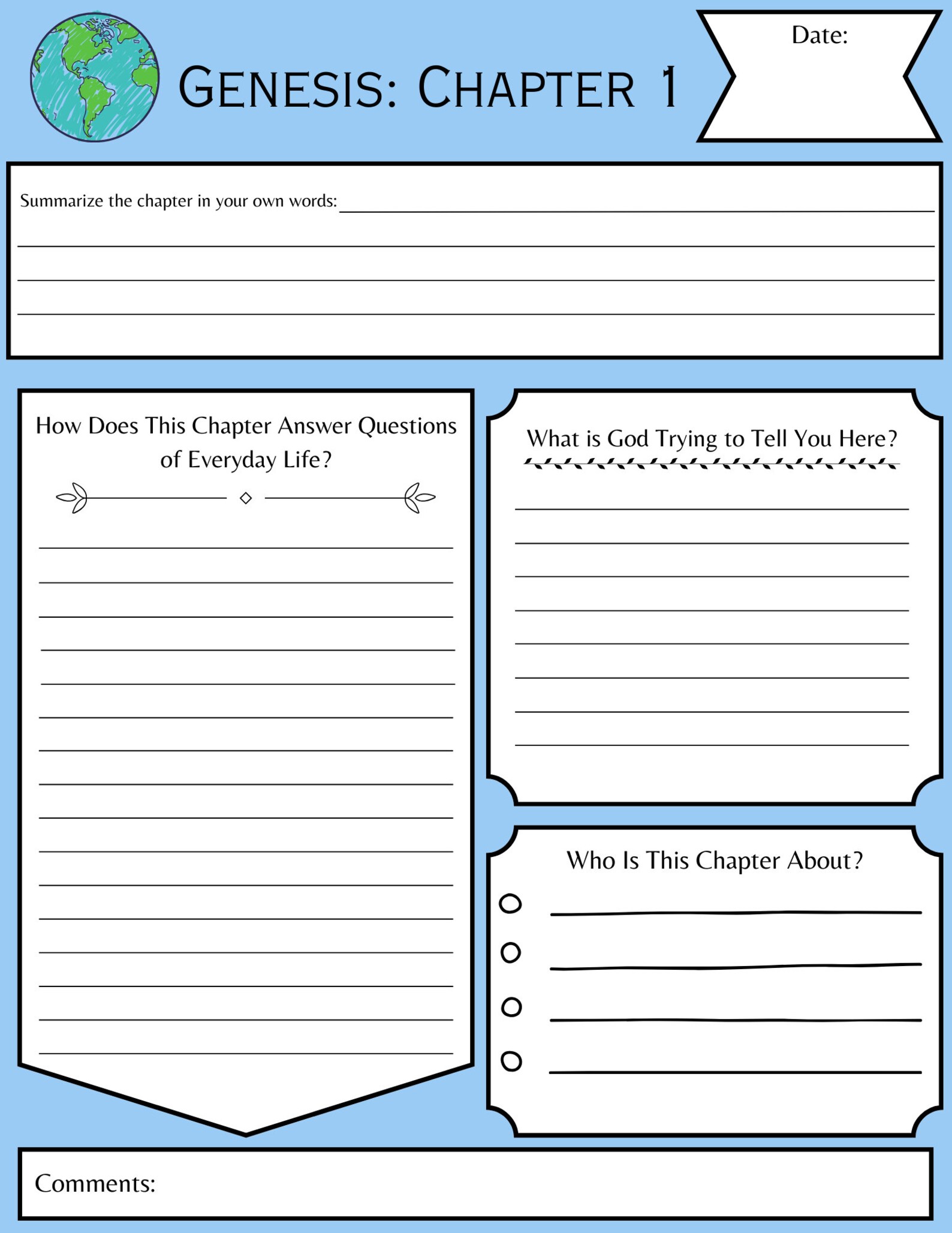 Genesis Bible Reflection Sheets - Etsy