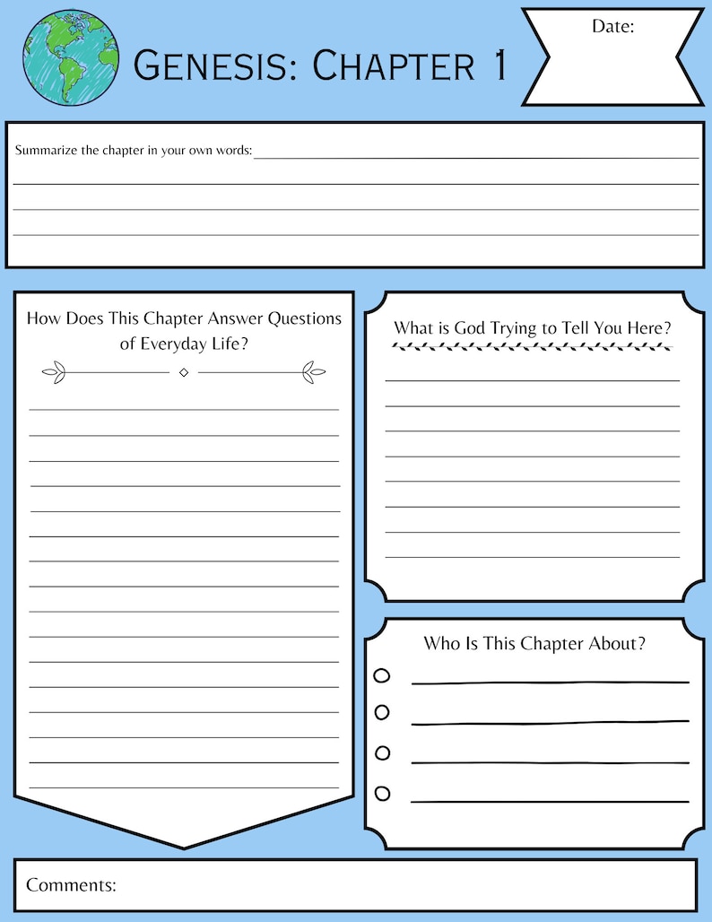 Genesis Bible Reflection Sheets - Etsy