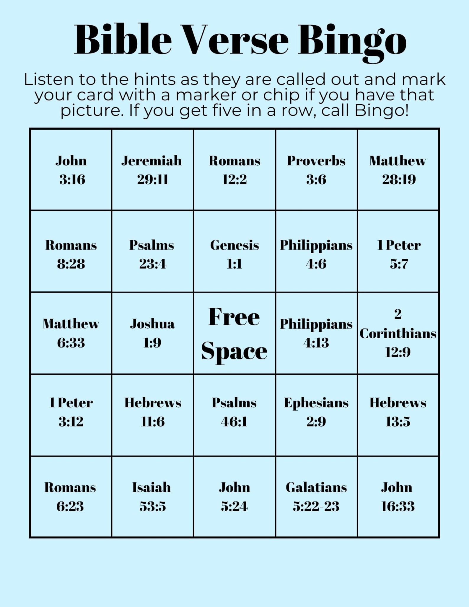 Bible Verse Bingo (35 Unique Cards) - Etsy