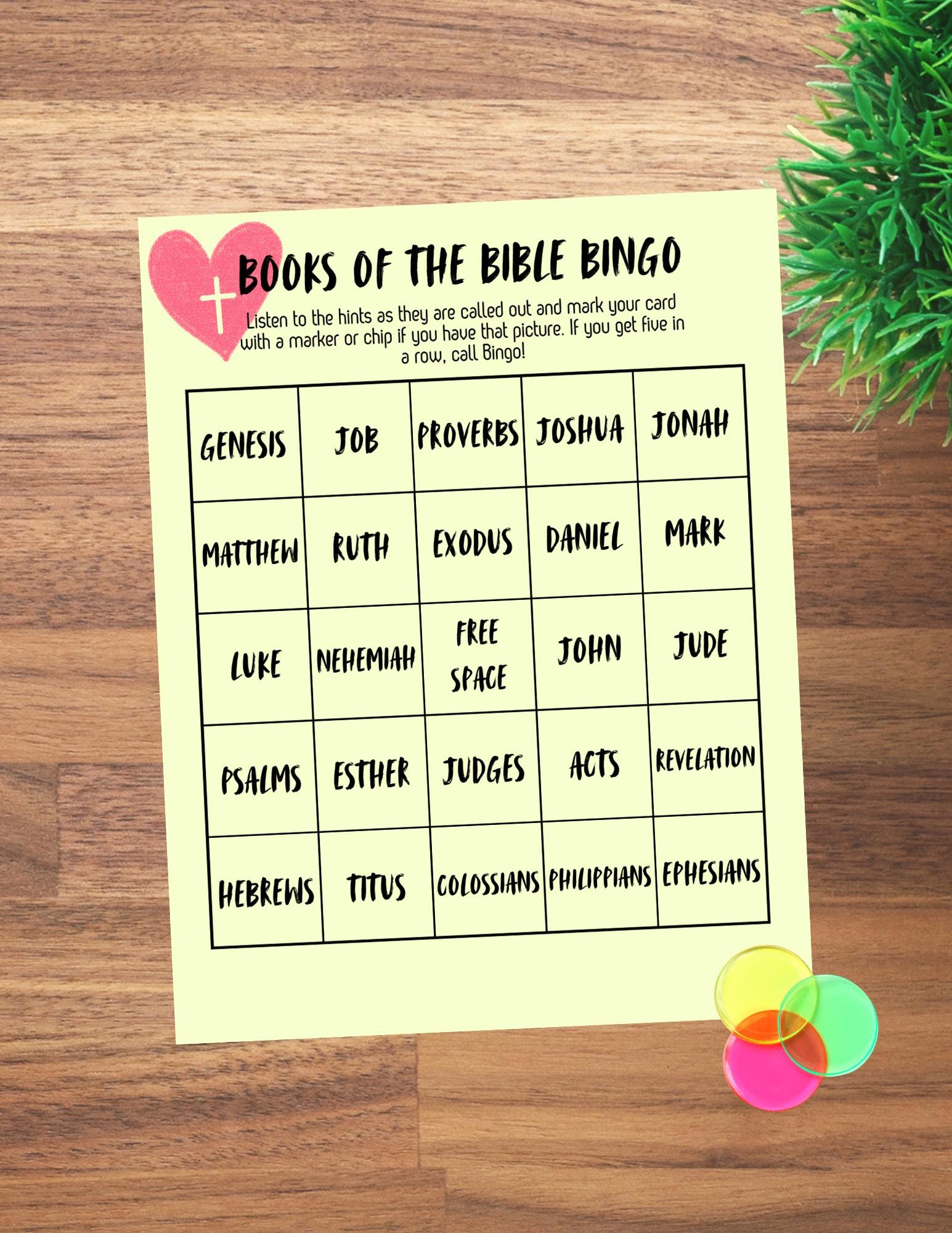 Books of the Bible Bingo, Church Activity, Kids Game (35 Cards W/hint ...