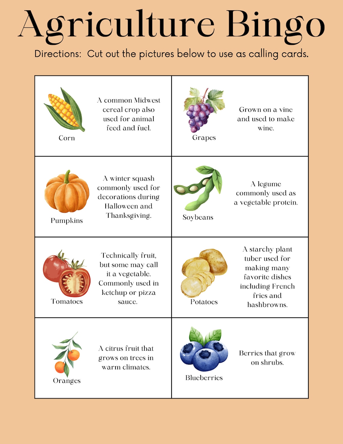 Get Ready to Harvest Fun With Agriculture Bingo (35 Cards)! - Etsy