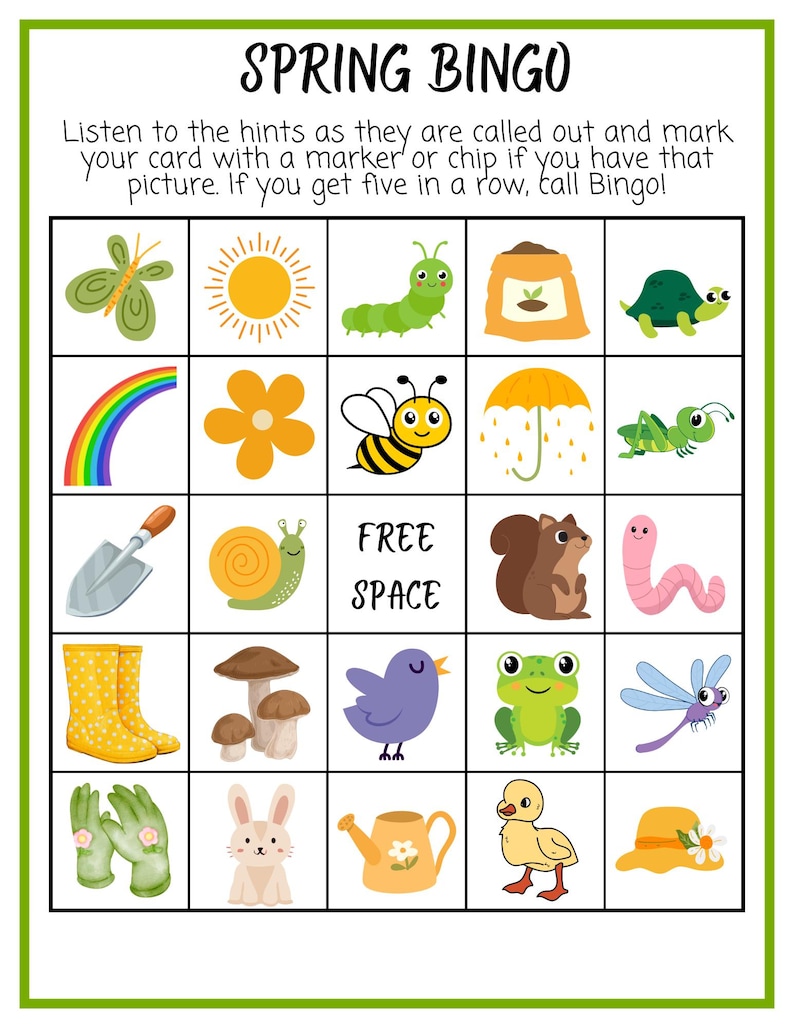Spring Bingo- 35 Unique Cards- 1 Dollar - Etsy