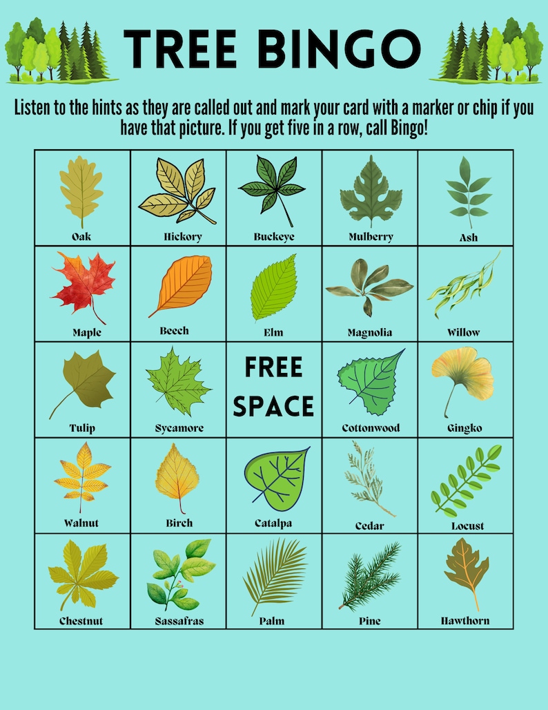 Tree Bingo (35 Cards) - Etsy