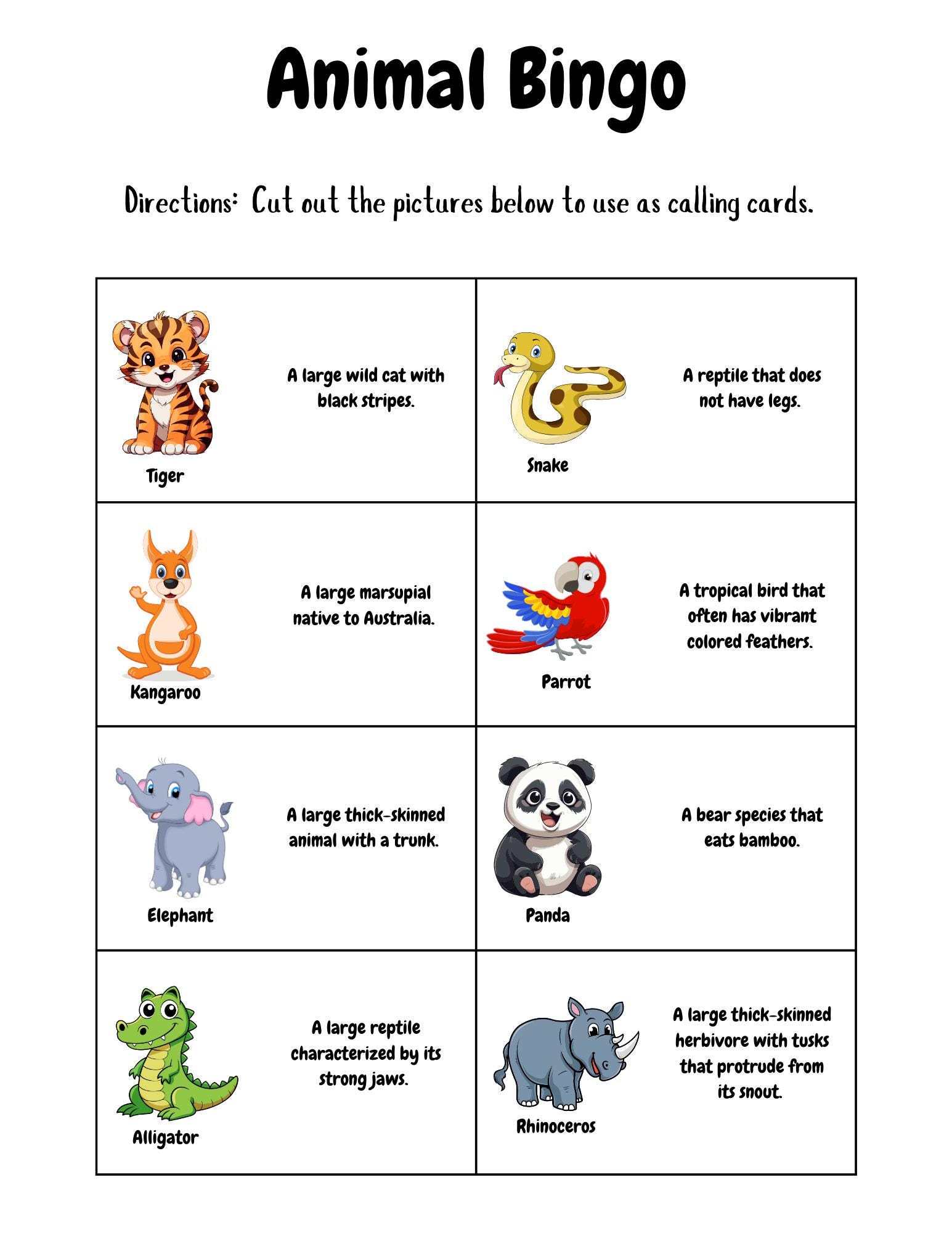 Animal Bingo- 35 Unique Cards - Etsy