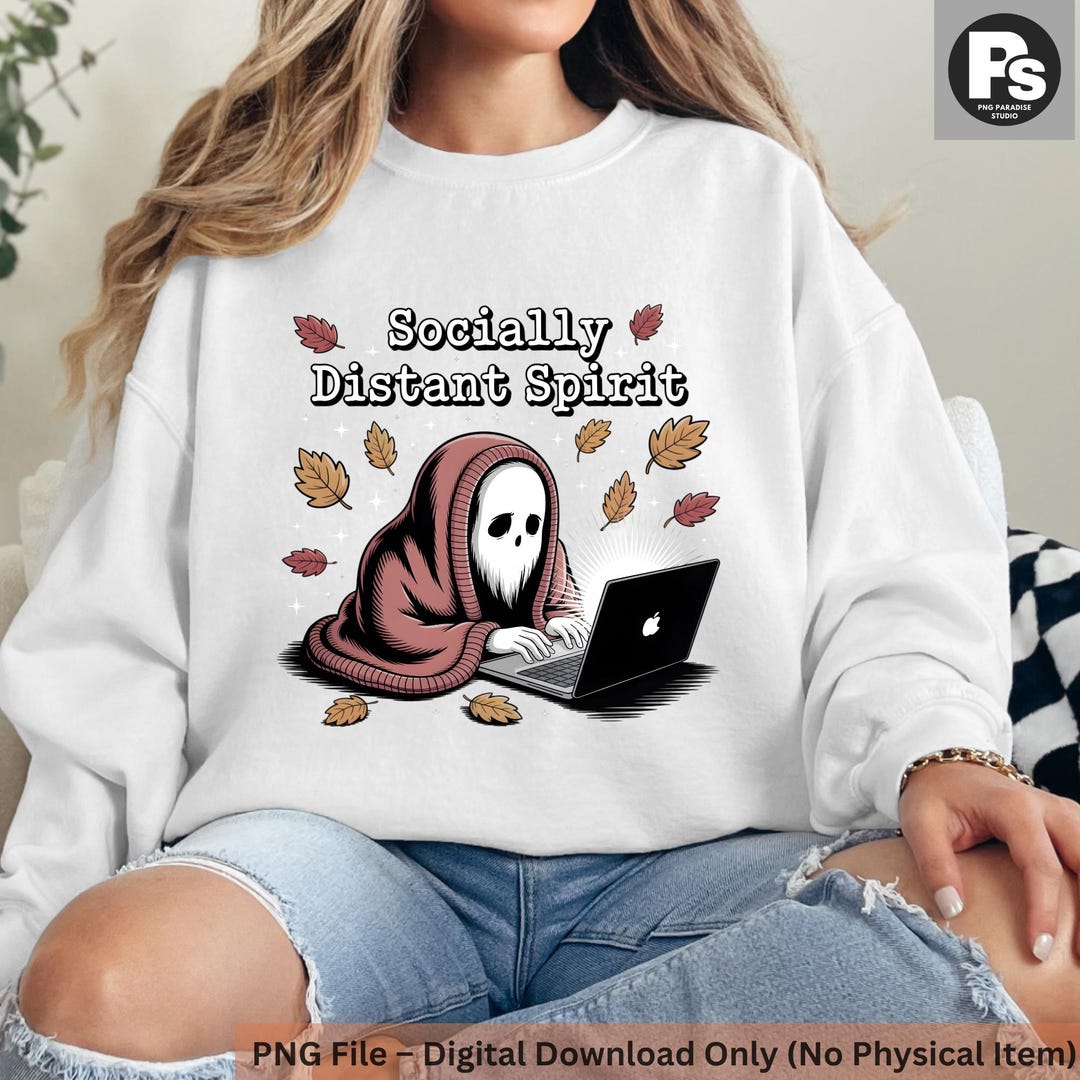 Funny Socially Distant Ghost PNG: Halloween T-shirt Design (digital ...