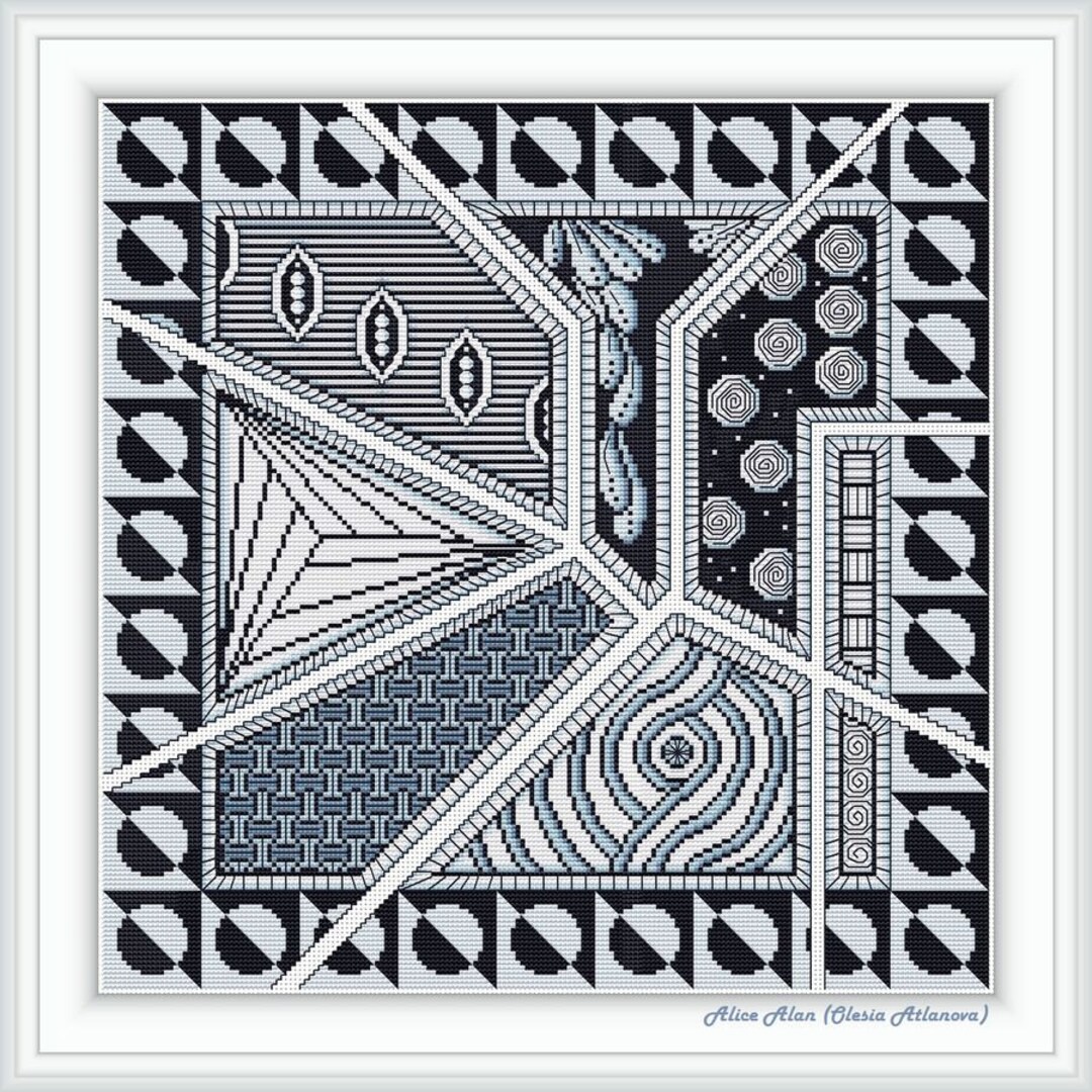 Cross Stitch Pattern Panel Abstract Art Zentangle Tangle Zenart ...