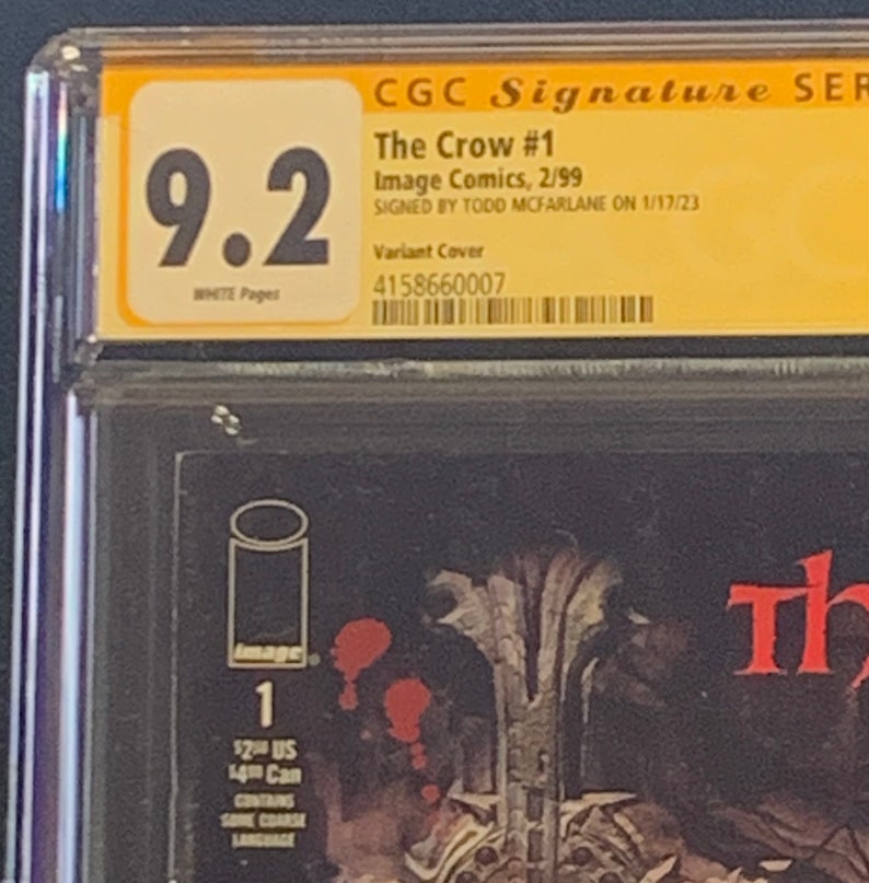 The Crow 1 1999 1:10 Variant CGC 9.2 NM Todd Mcfarlane Signed Cover ...