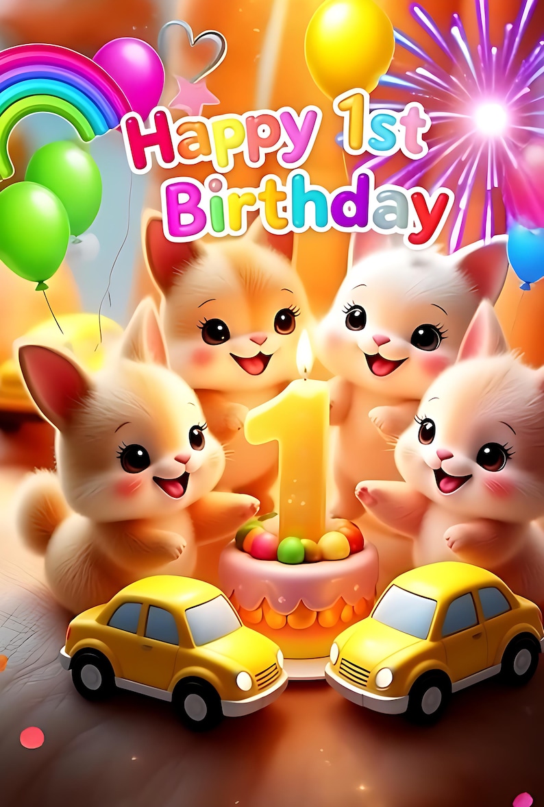 Boy's 1st Birthday Wishes Video Animated Musical Baby Boy Greeting - Etsy