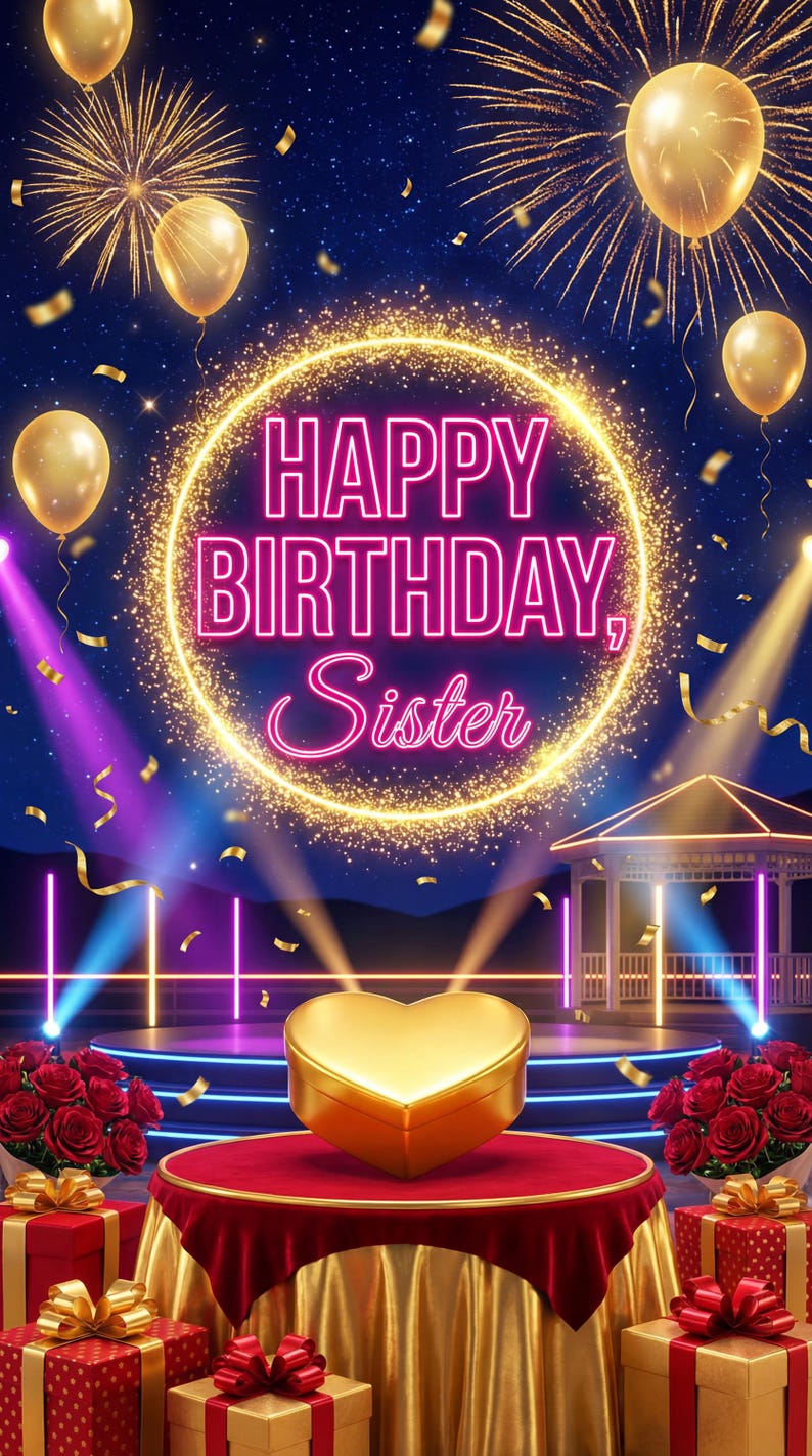 Virtual Birthday Cards Sister Video, Greeting Wishes Online Musical - Etsy