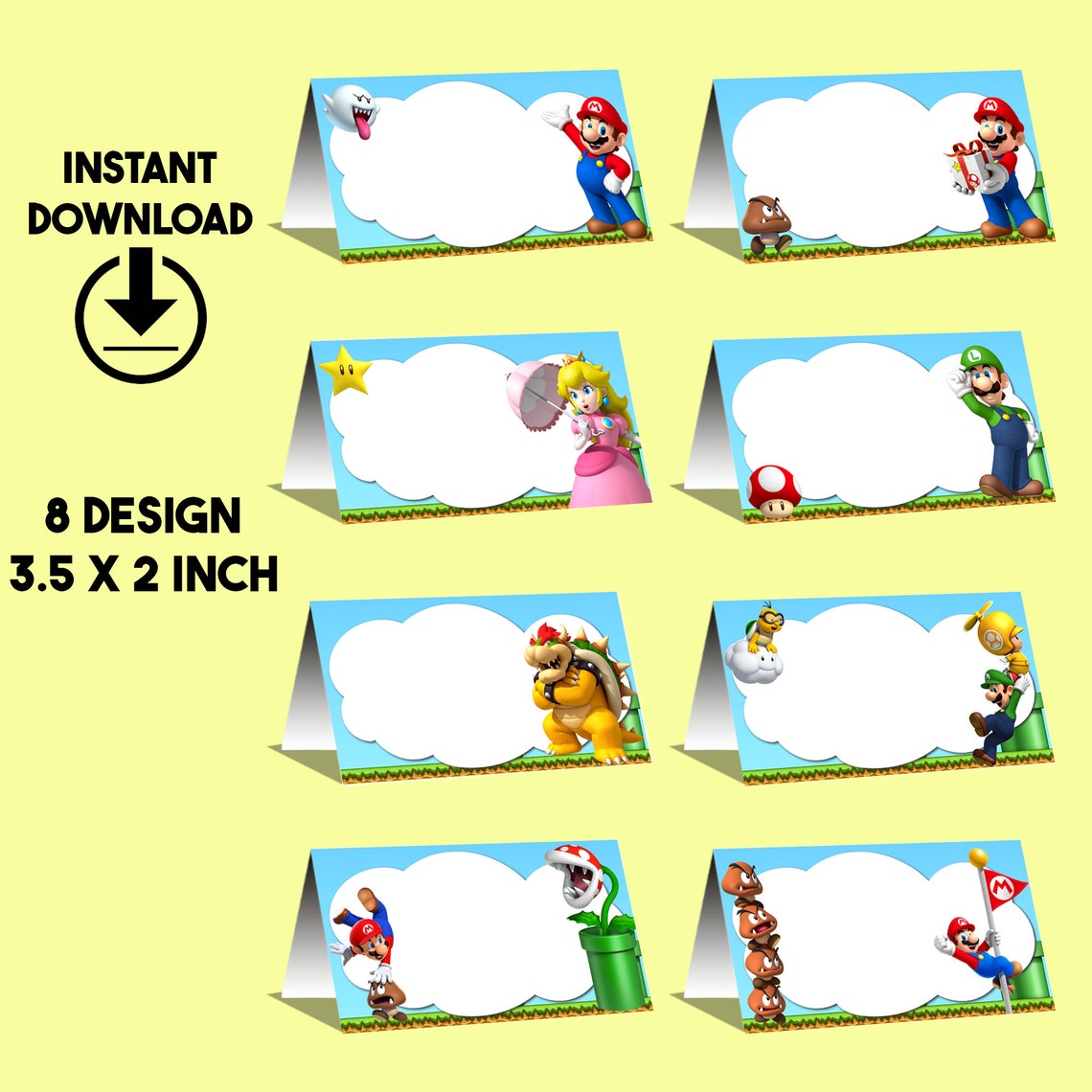 Super Mario Food Label, Super Mario Food Tent, Place Cards, Instant ...