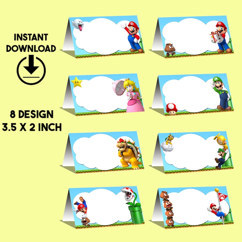 Super Mario Food Label, Super Mario Food Tent, Place Cards, Instant ...