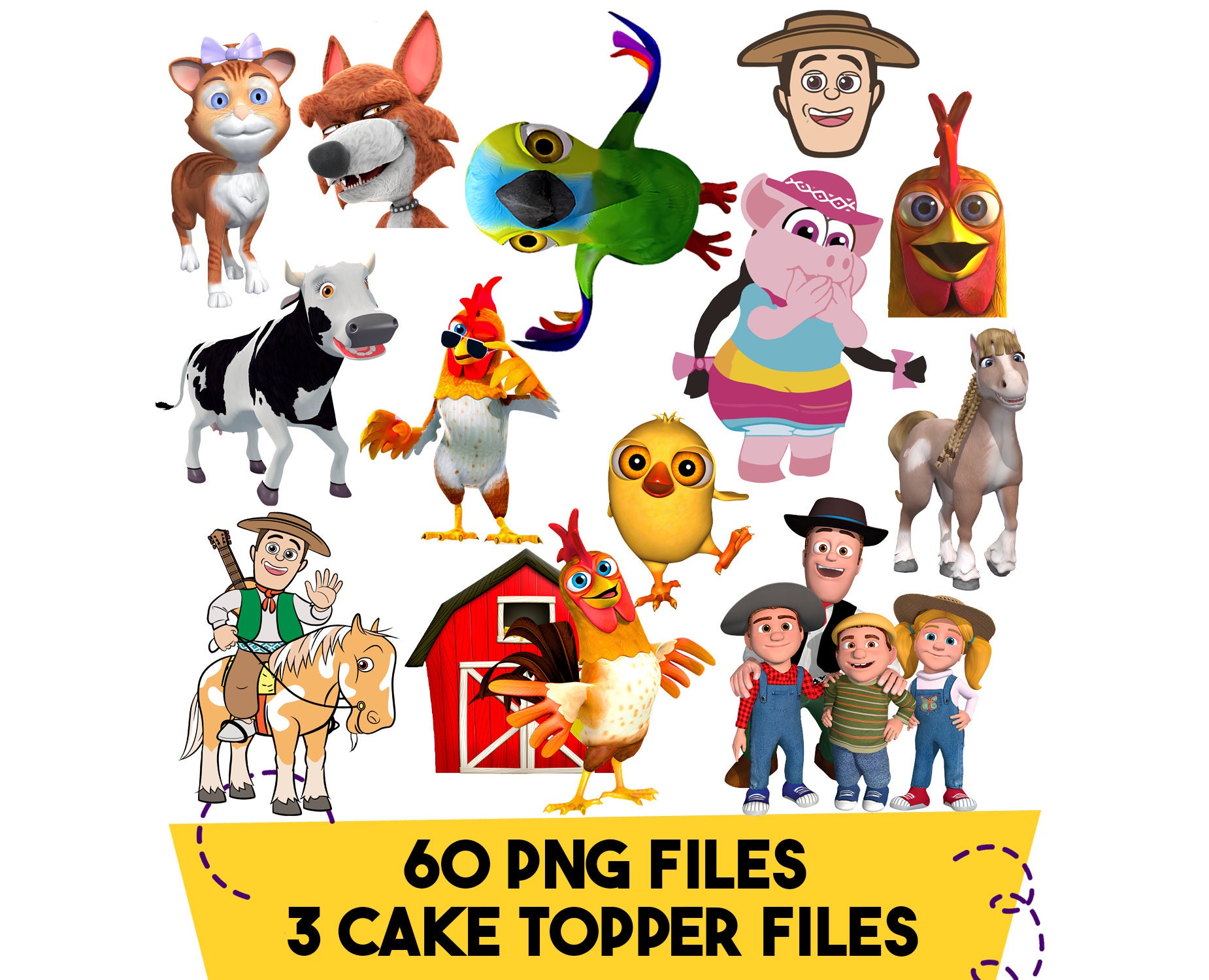 Zenon Farm Characters Png, the Zenon Cake Topper, La Vaca Lola Instant ...