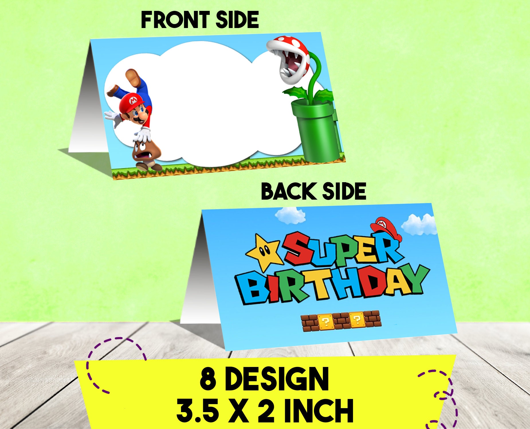 Super Mario Food Label, Super Mario Food Tent, Place Cards, Instant ...