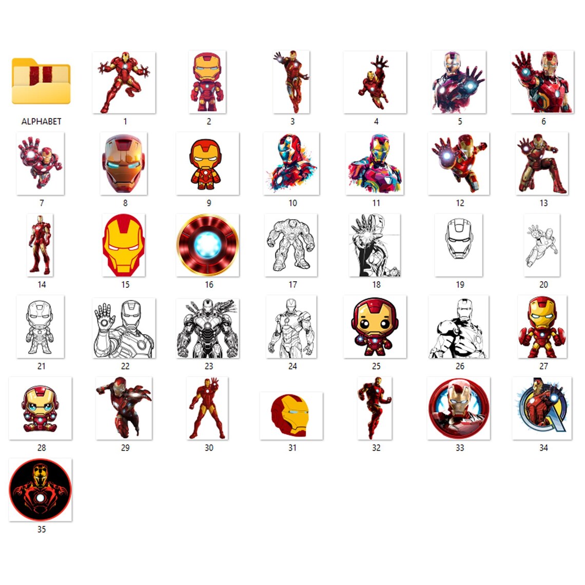 Iron Man Alphabet & Numbers Clipart: 35 PNG Files - Digital Download - Etsy