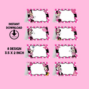 Minnie Mouse Food Label, Minnie Mouse Food Tent, Food Cards, Digital ...