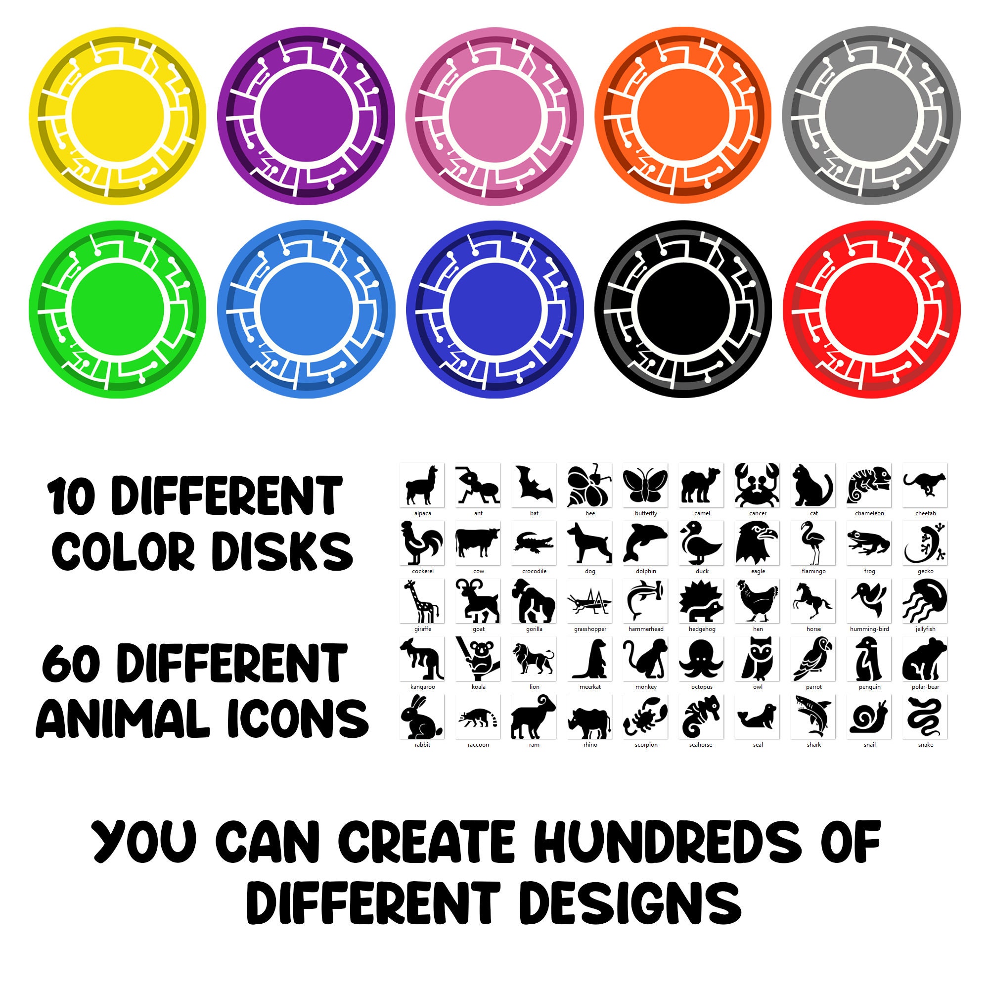 Creature Power Discs Inspired, 60 Discs, 70 PNG File, Instant Download ...