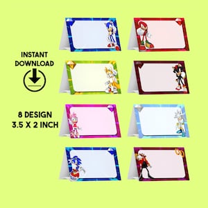 Sonic Food Label, Sonic Birthday Food Tent, Food Cards, Instant ...