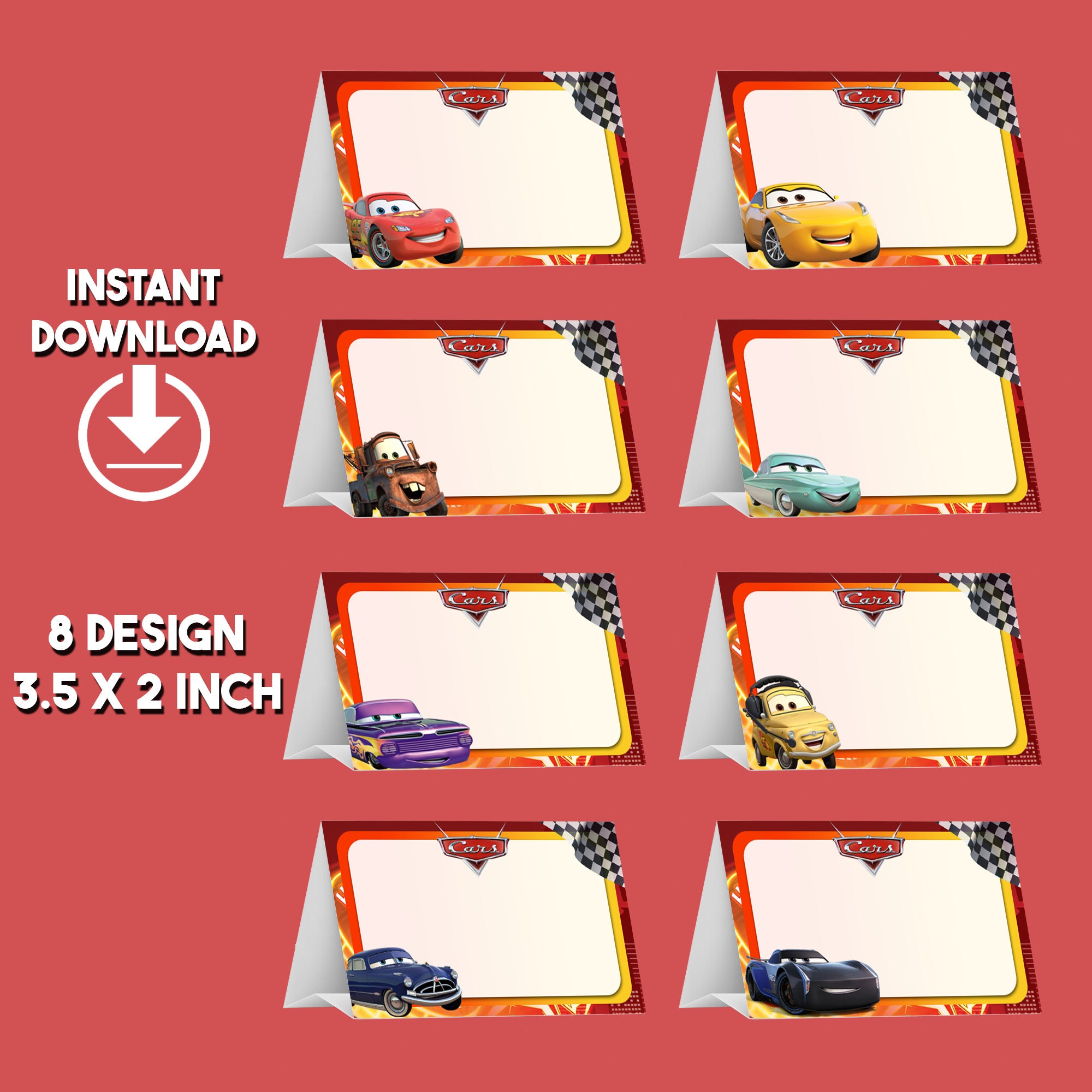Cars Food Label, Lightning Mcqueen Food Tent, Food Cards, Digital File ...