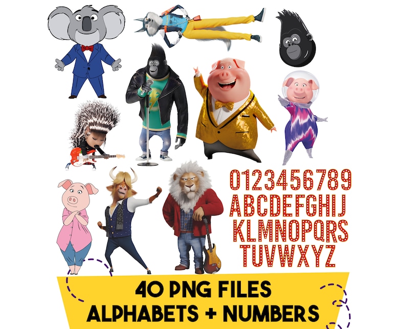 Instant Download Sing 2 PNG, Sing 2 Clipart, Sing 2 Alphabet, Digital ...