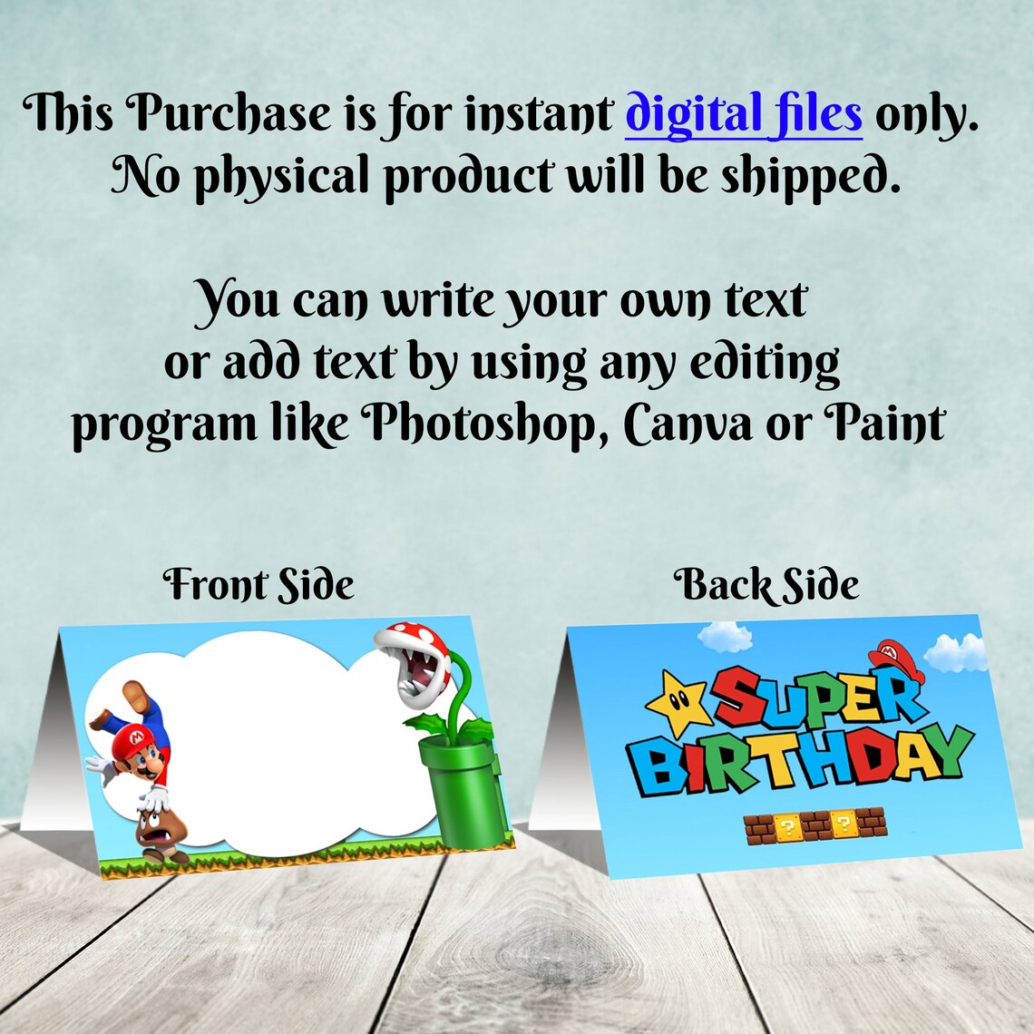 Super Mario Food Label, Super Mario Food Tent, Place Cards, Instant ...