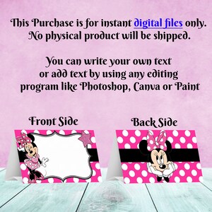 Minnie Mouse Food Label, Minnie Mouse Food Tent, Food Cards, Digital ...