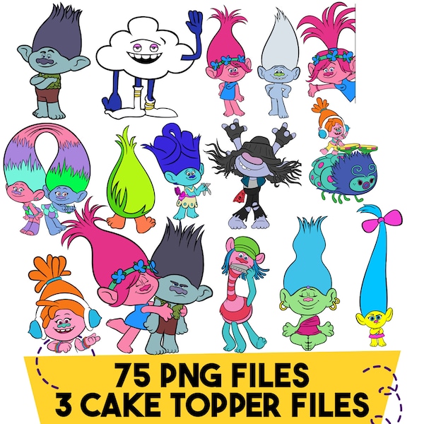 Trolls Cake Toppers - Etsy
