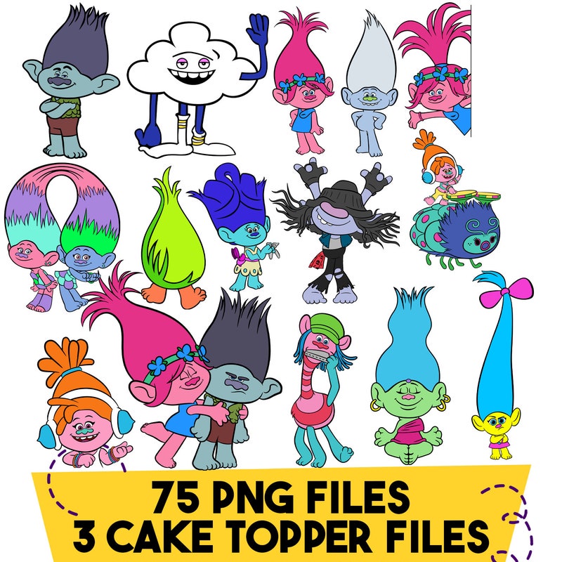 Trolls Cake Toppers - Etsy