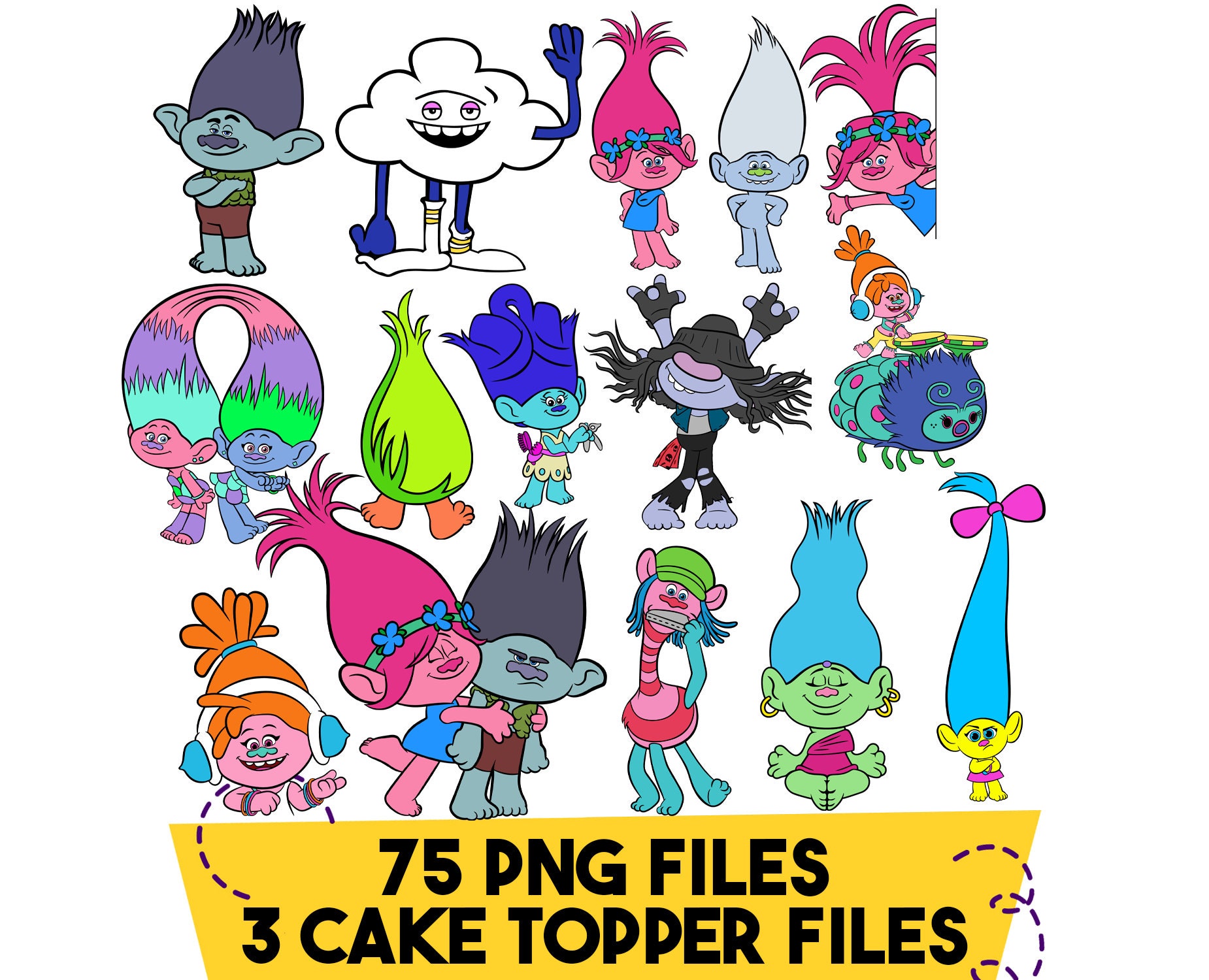 Instant Download Trolls Png, Trolls Clipart, Poppy Troll Cake Topper ...