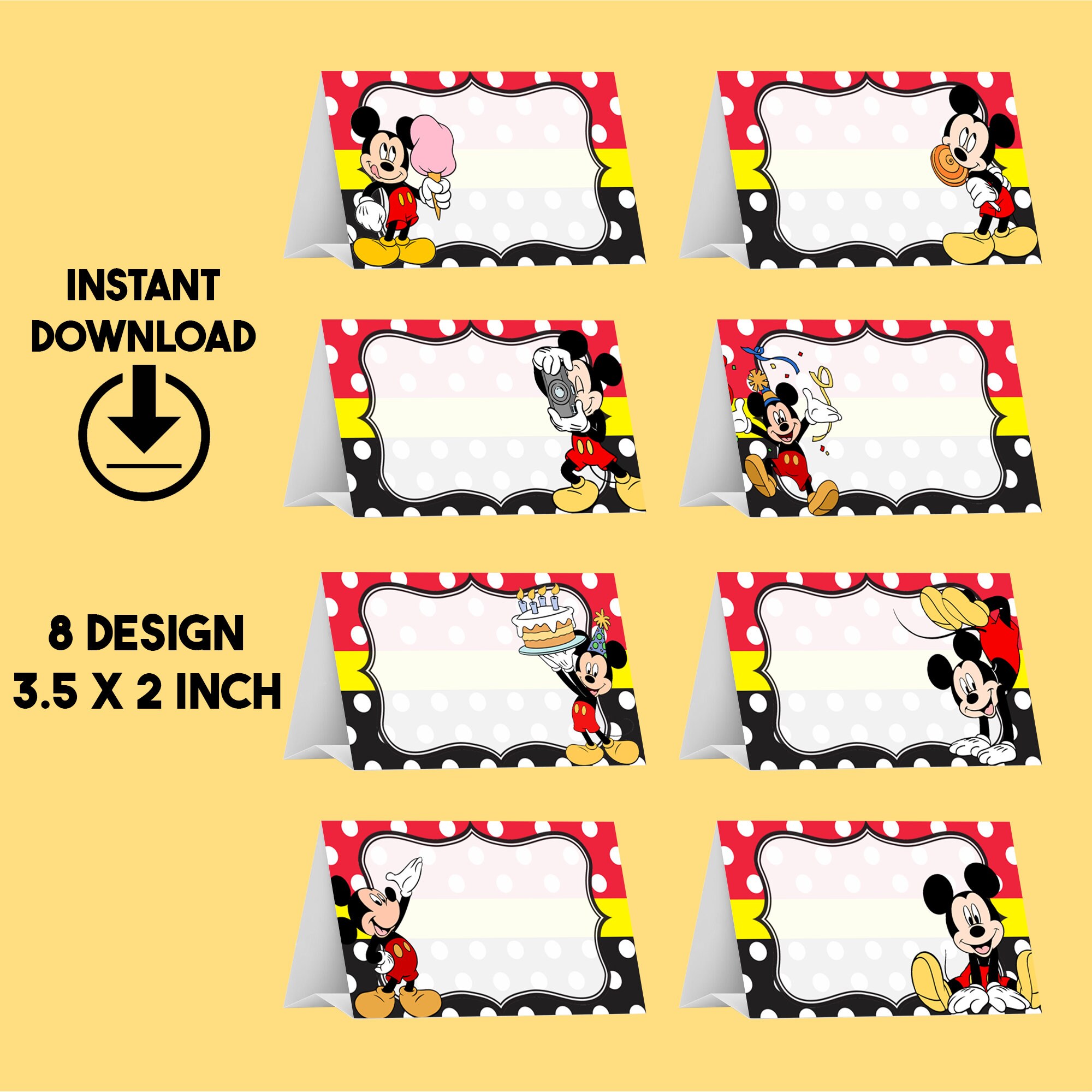 Mickey Mouse Safari Food Tent Cards, Place Cards (instant Download) - Etsy