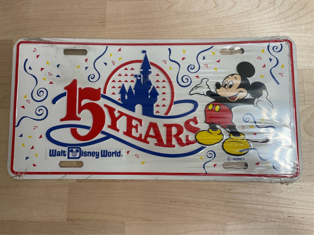 Vintage 1986 15 YEARS Walt Disney World License Plate New in Original ...