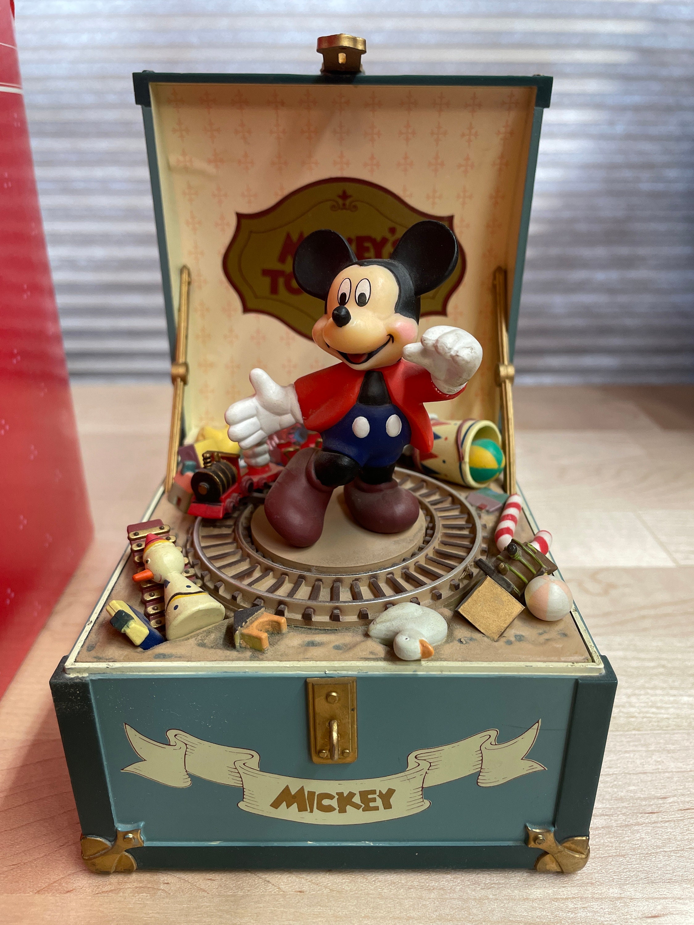 Rare Schmid Disney Characters Mickey’s Toy Chest Retired Music Box Blue ...