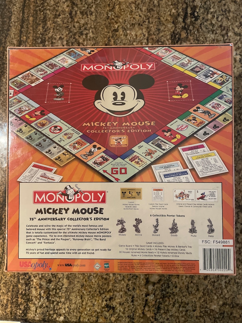 2004 75th Anniversary Collector's Edition Mickey Mouse Monopoly Board ...
