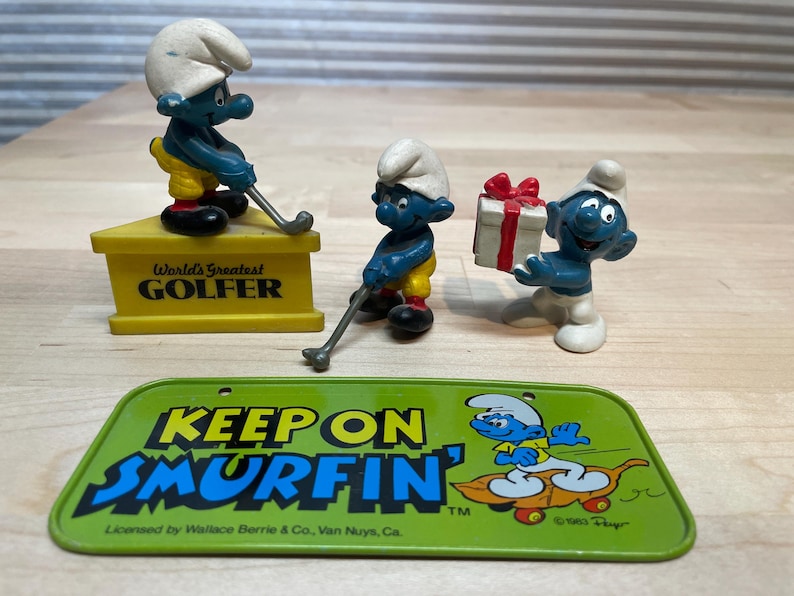 Vintage Smurf’s Sign and Figures. - Etsy