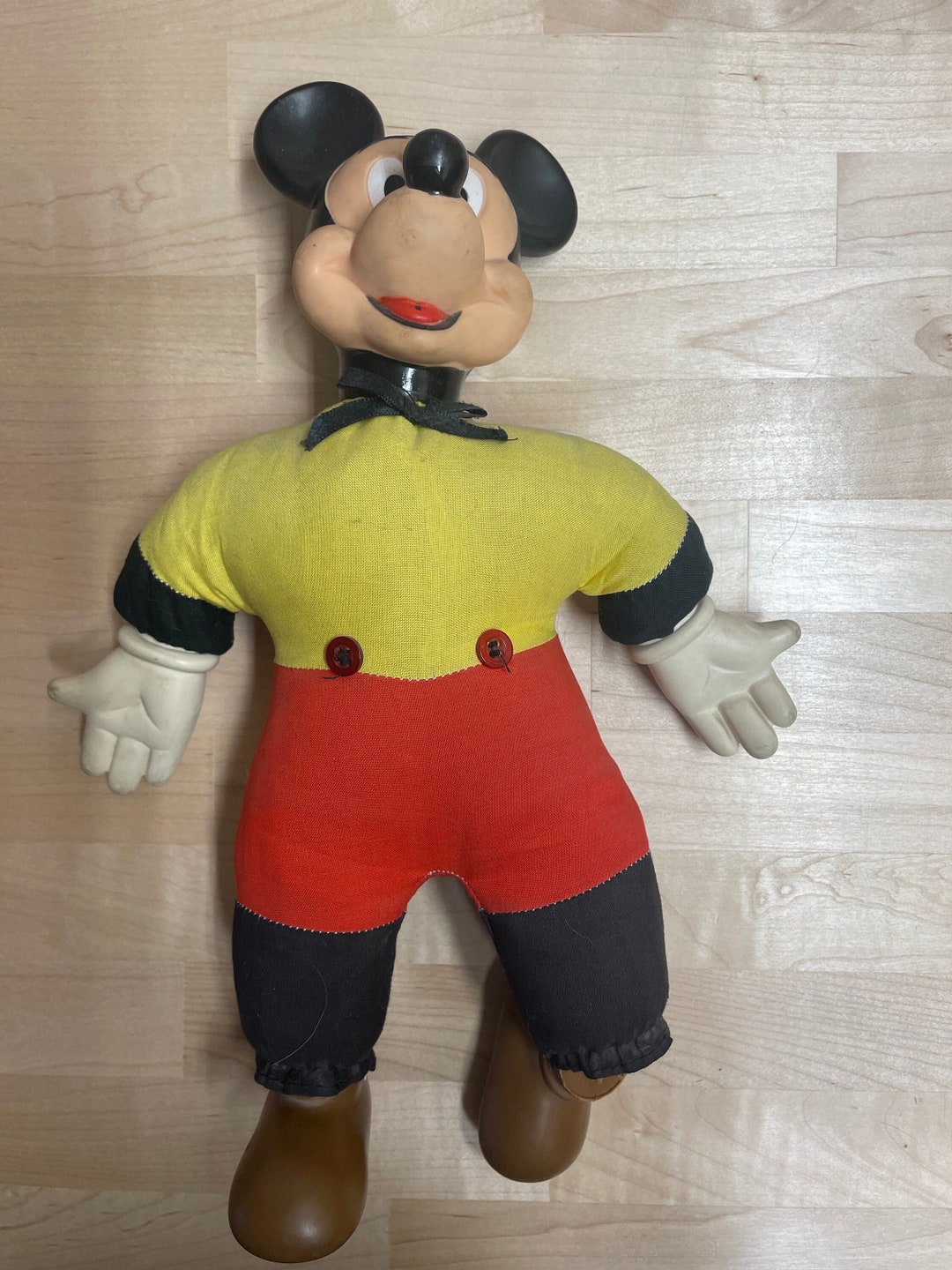 Rare Vintage 1972 Walt Disney Mickey Mouse Pull-string Hard Rubber Toy Doll Soft Fabric Body by ...