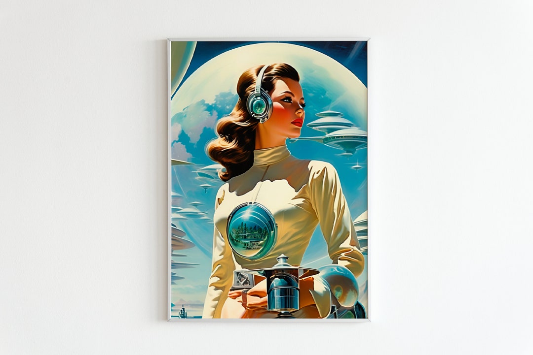 Retro Futurism Wall Art Living Room Poster Surrealism Sci Fi Poster ...