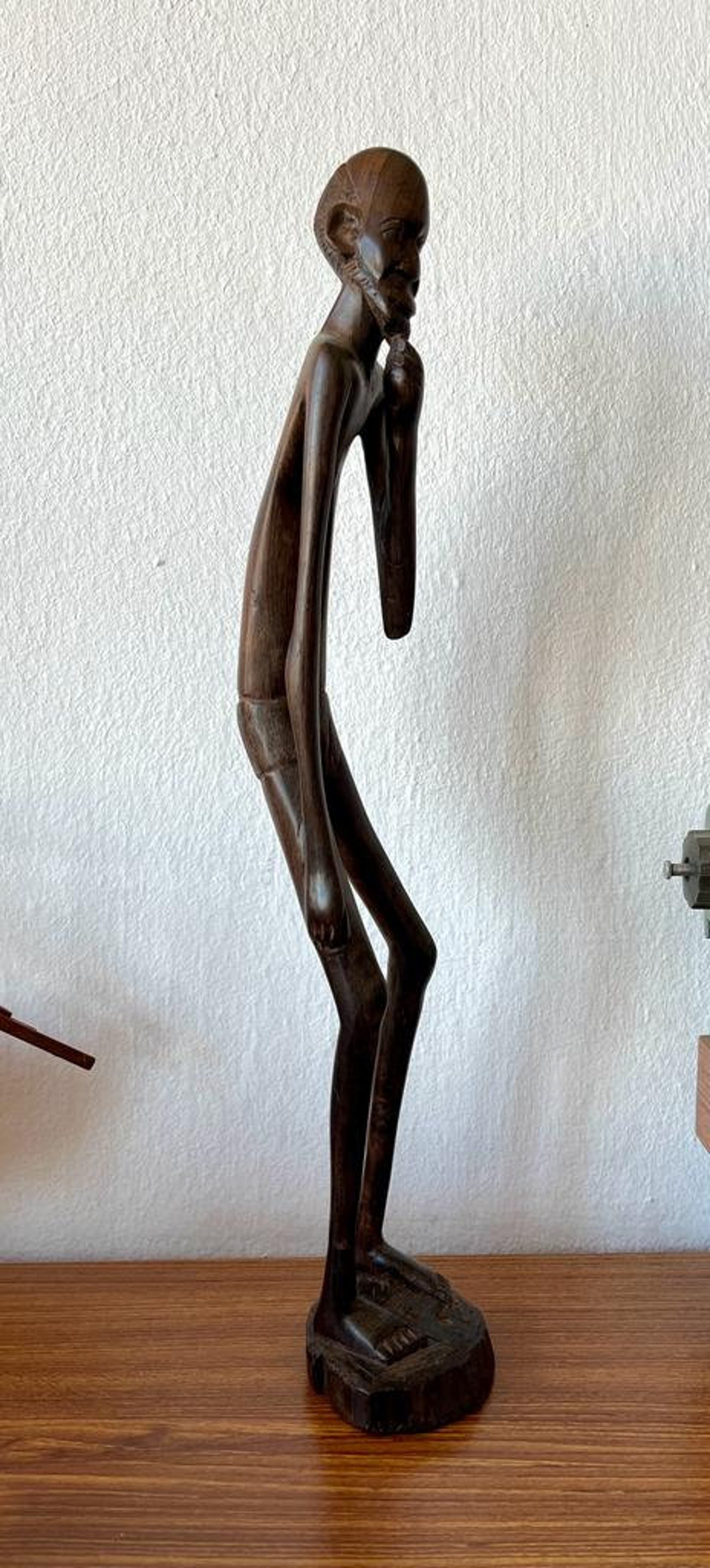 Vintage Old Wooden Sculpture, African Hand-carved Wood Sculpture, Hand ...