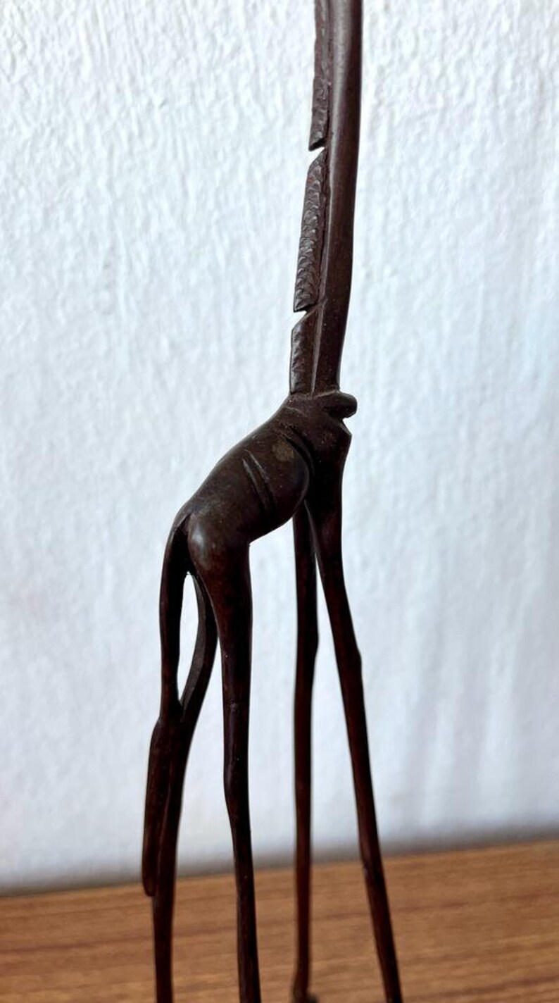 African Hand-carved Wood Sculpture, Vintage Old Wooden Graffe Sculpture, Hand-made Graffe Statue ...