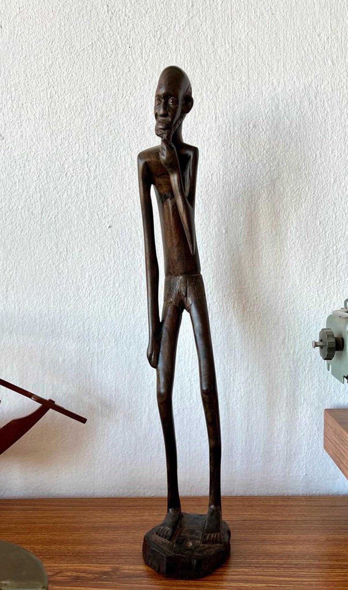 Vintage Old Wooden Sculpture, African Hand-carved Wood Sculpture, Hand ...