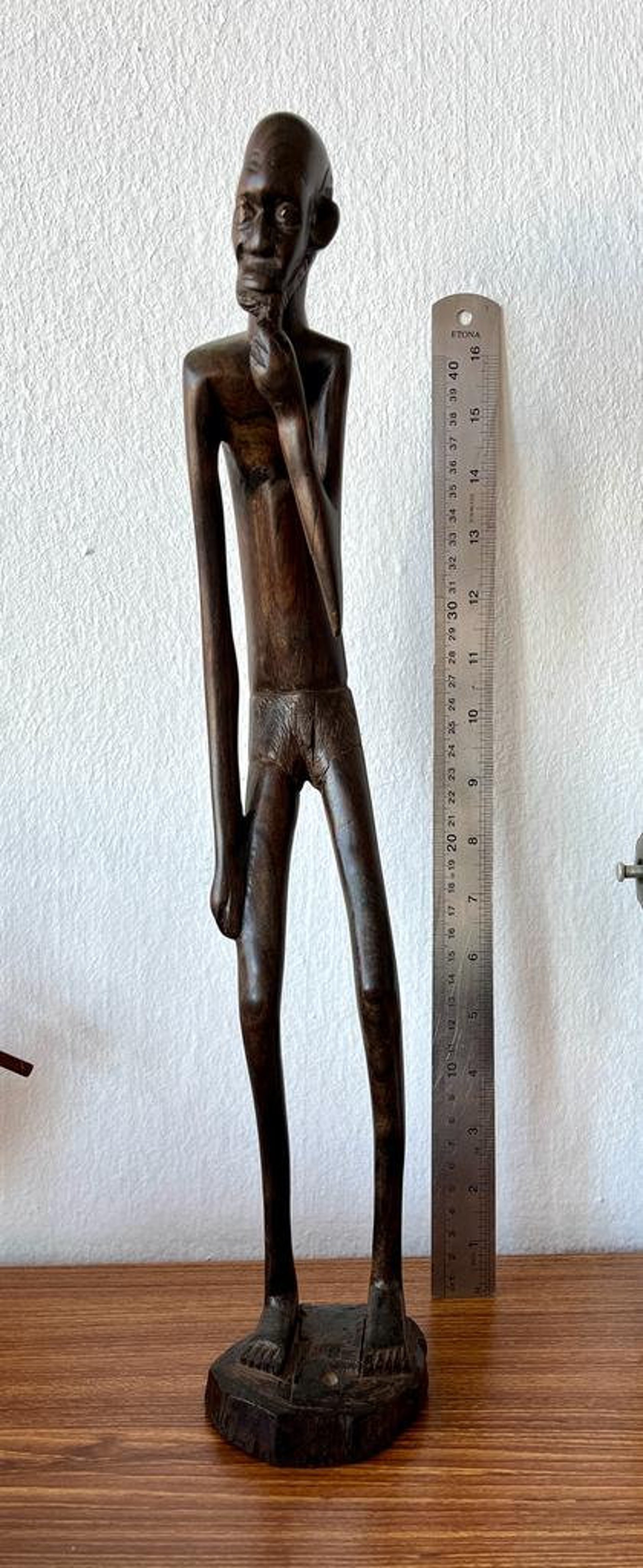 Vintage Old Wooden Sculpture, African Hand-carved Wood Sculpture, Hand ...