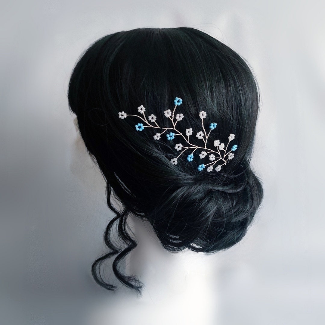 Forget-me-not Hair Pins: Bridal Headpiece, Something Blue - Etsy