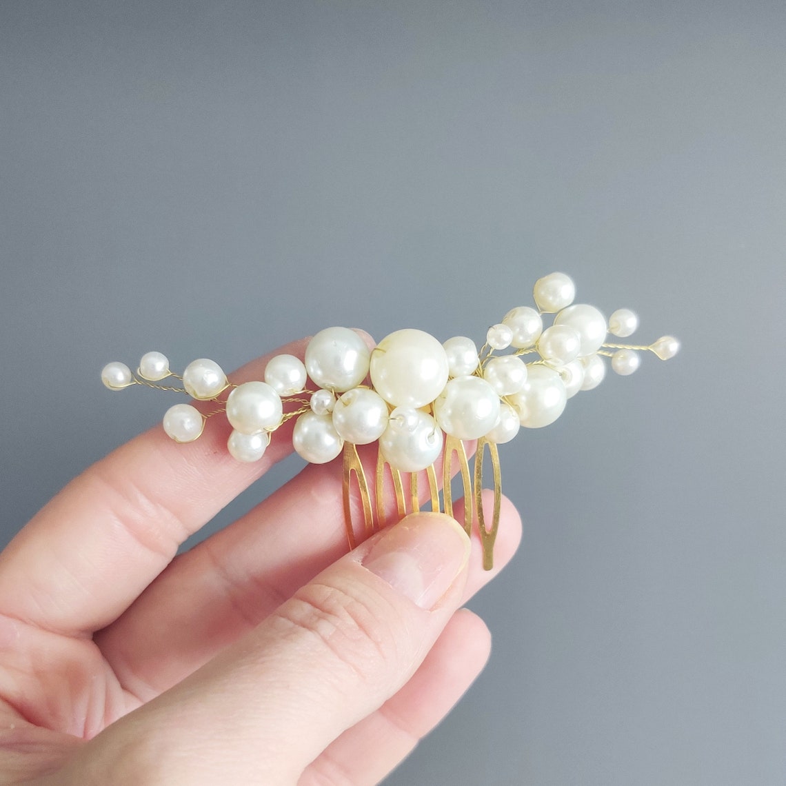 Pearl Bridal Hair Comb: Gold Wedding Hair Piece - Etsy
