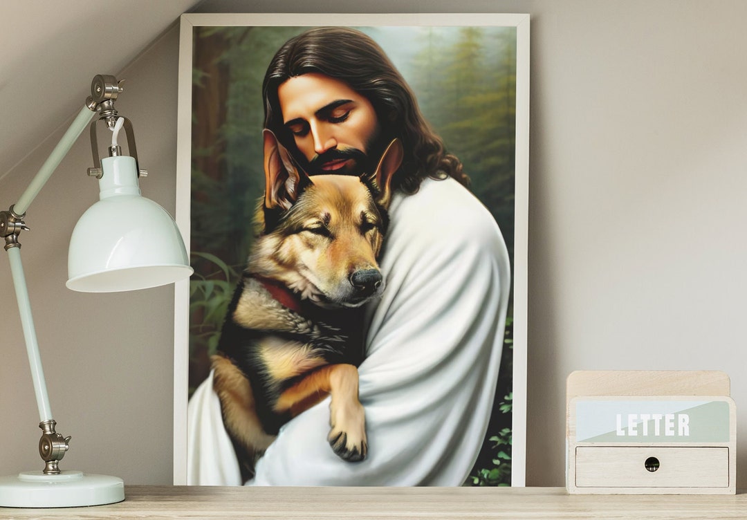 DIGITAL Jesus and German Shepherd. - Etsy