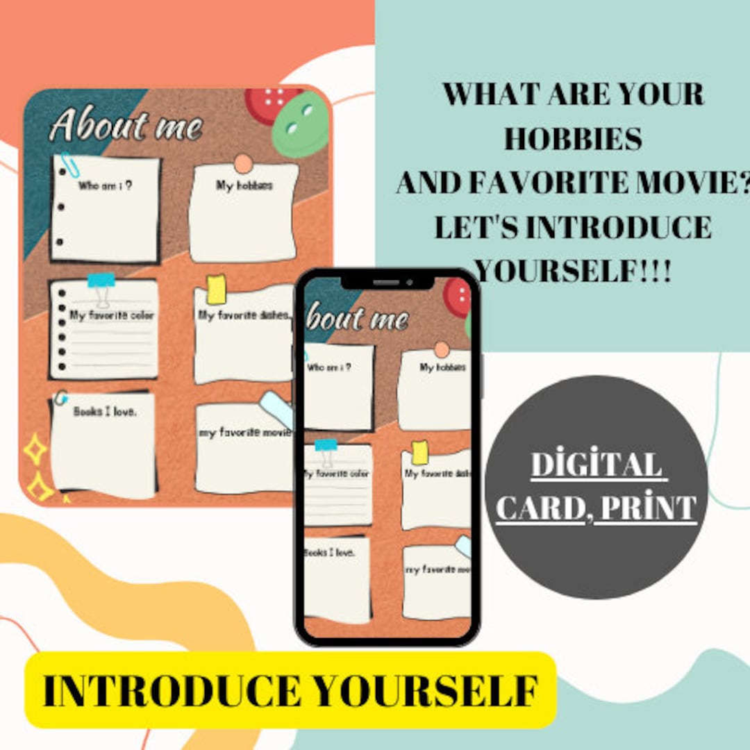 Self Introduction, Minimal Introduction Card, Printable Introduction ...