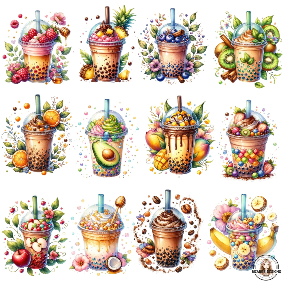 Bubble Tea Kawaii Clipart, Cute Bubble Tea Clipart, Boba Tea Clipart ...